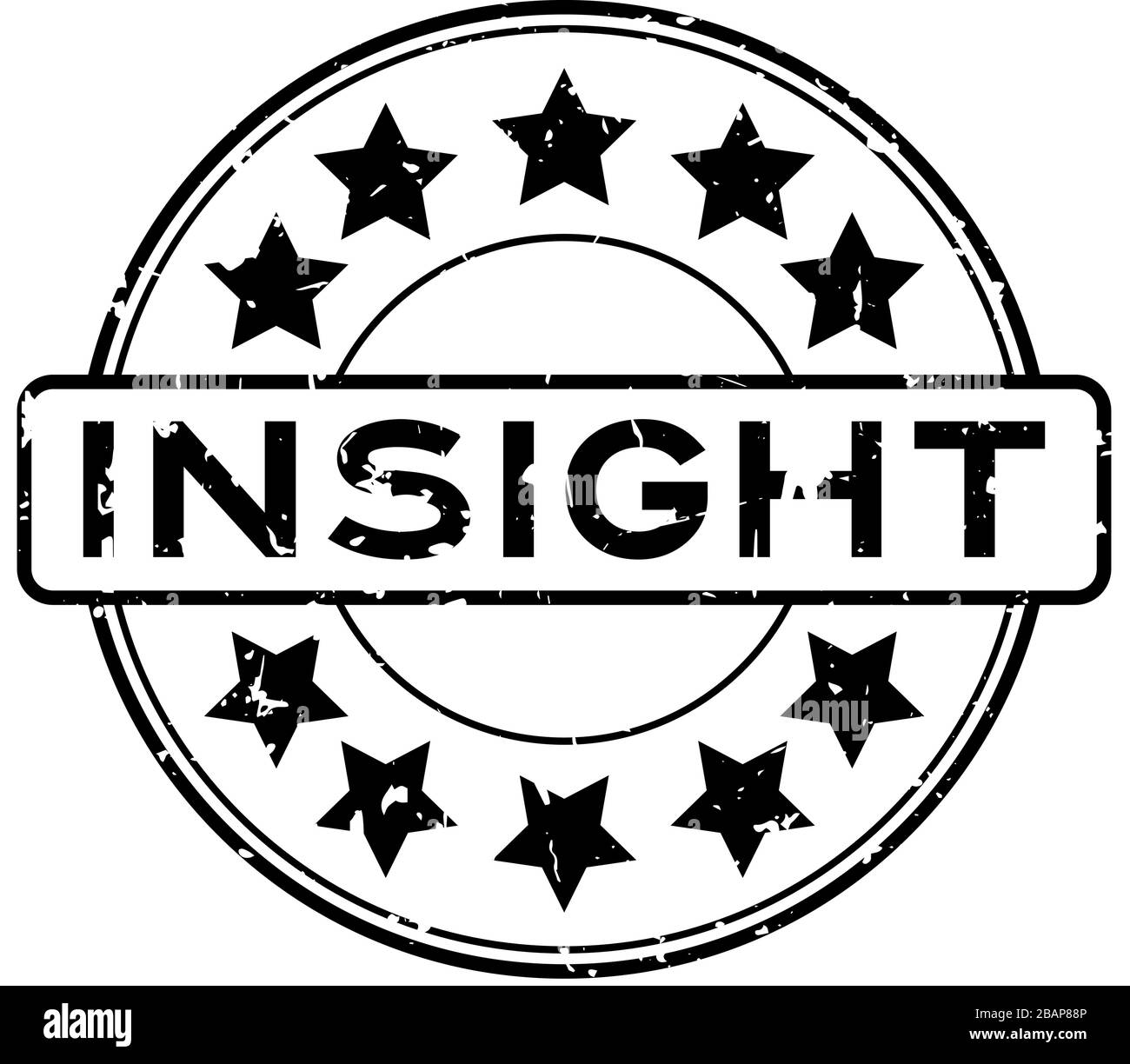 Grunge black insight word round rubber seal stamp on white background ...