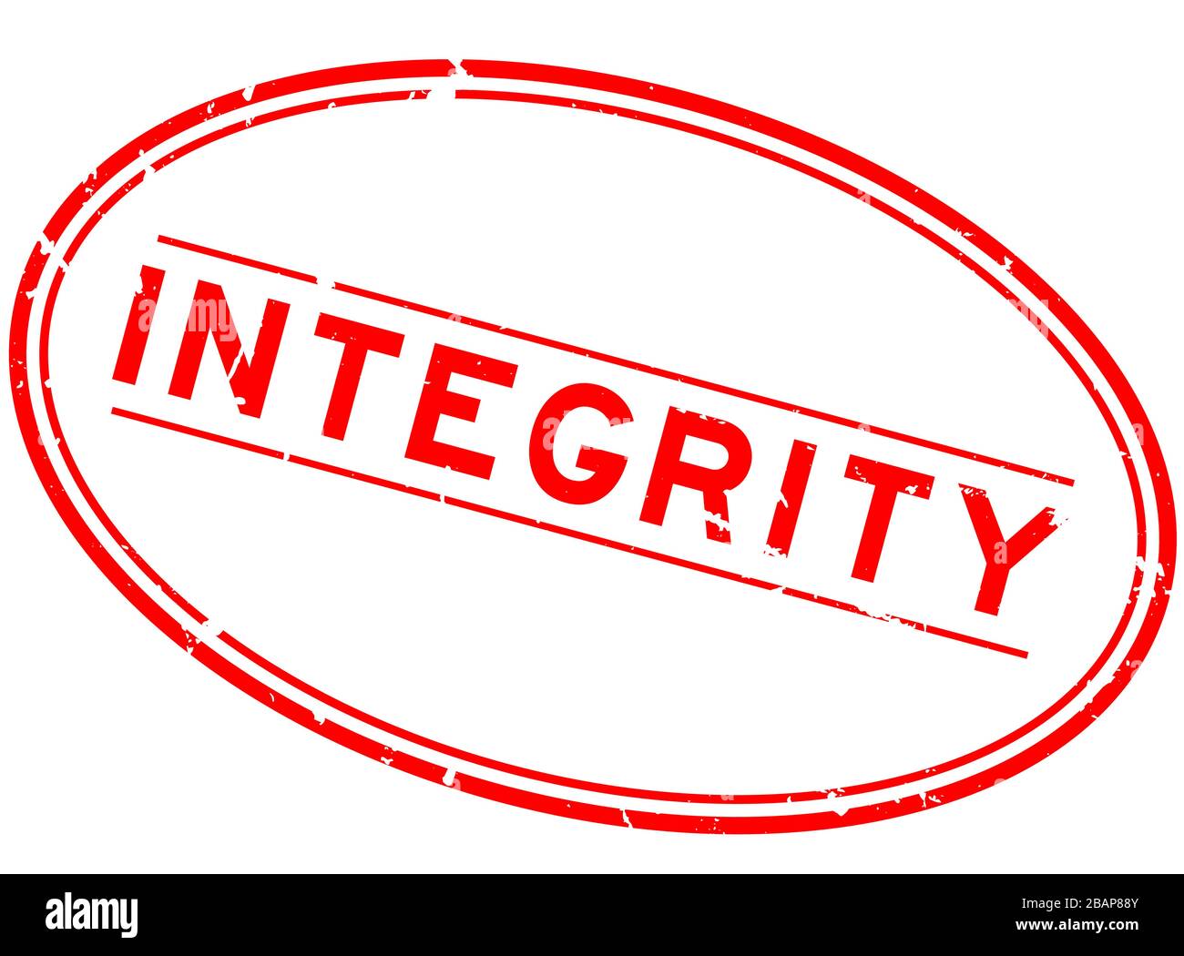 Grunge red integrity word oval rubber seal stamp on white background ...