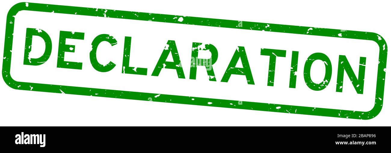 Grunge green declaration word square rubber seal stamp on white ...