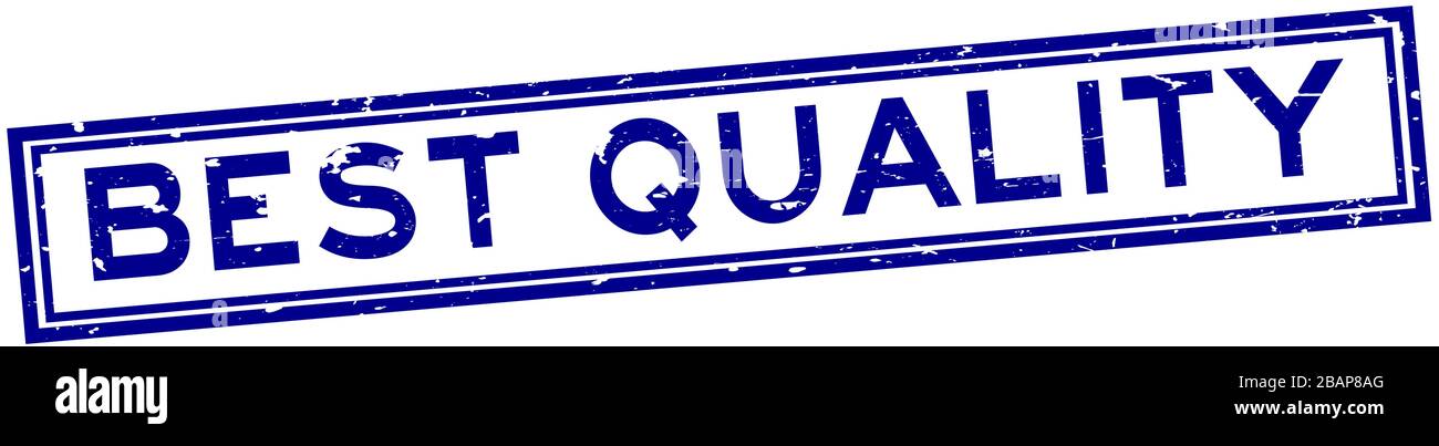 Grunge blue best quality word rubber seal stamp on white background ...