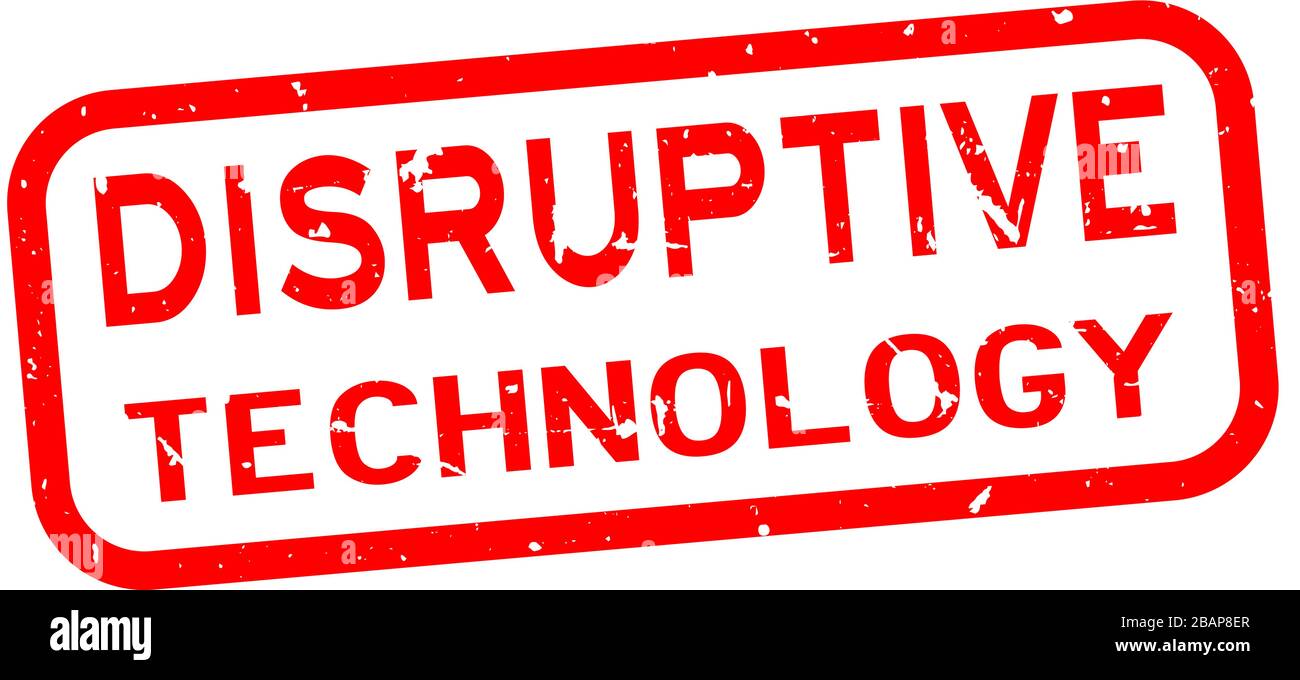 Grunge red disruptive technology word square rubber seal stamp on white background Stock Vector ...