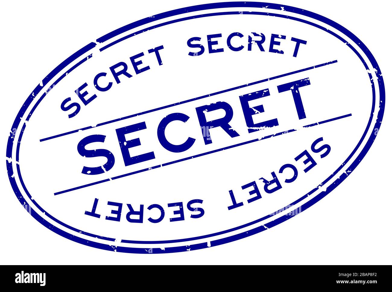 Grunge blue secret word oval rubber seal stamp on white background ...