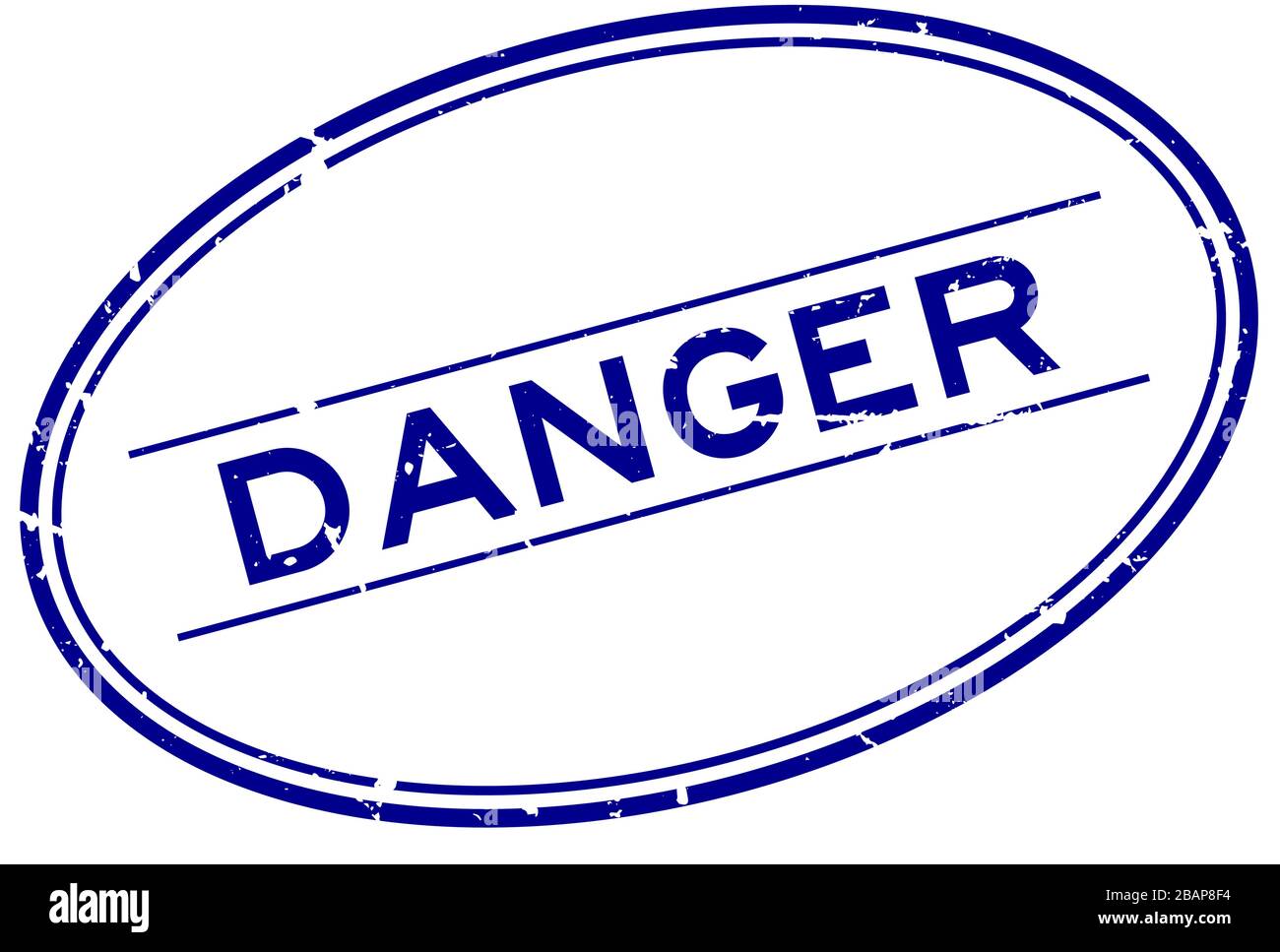Grunge blue danger word oval rubber seal stamp on white background ...