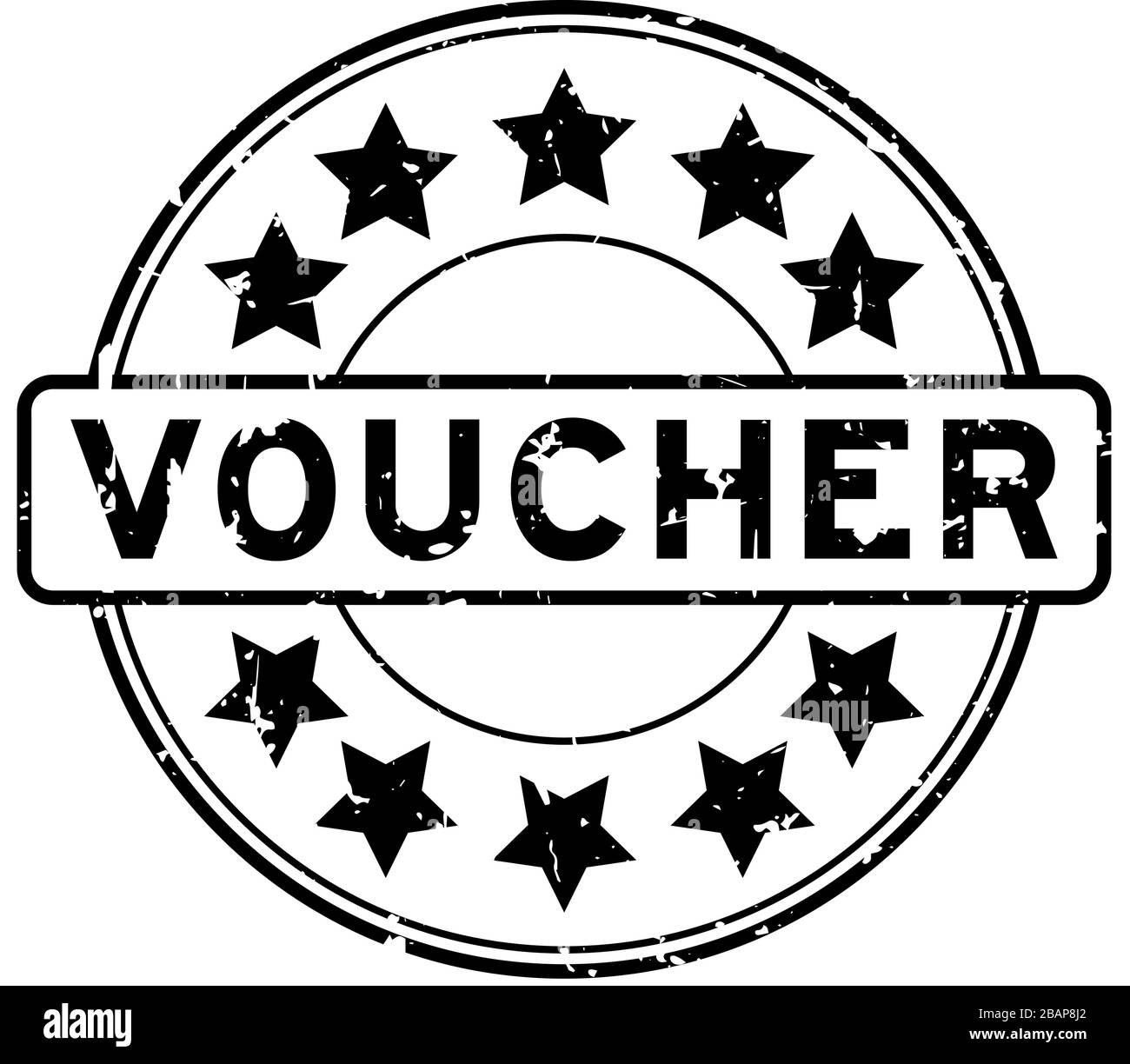 Grunge black voucher word round rubber seal stamp on white background ...