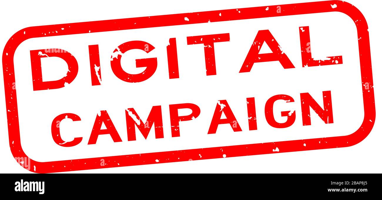 Grunge red digital campaign word square rubber seal stamp on white ...