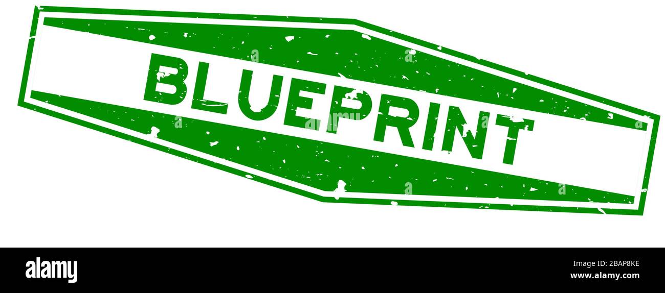 Grunge green blueprint word hexagon rubber seal stamp on white background Stock Vector Image ...