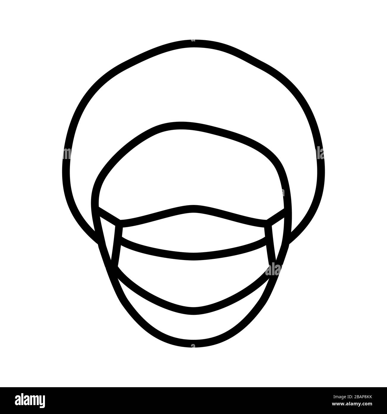 female nurse use mask icon with modern flat line icon style vector ...