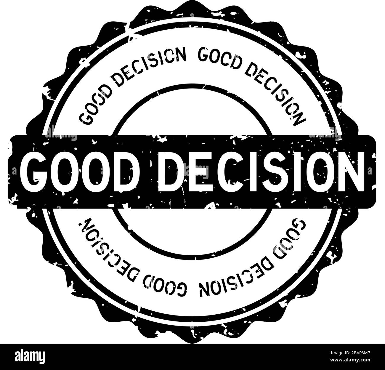 Grunge black good decision word round rubber seal stamp on white ...