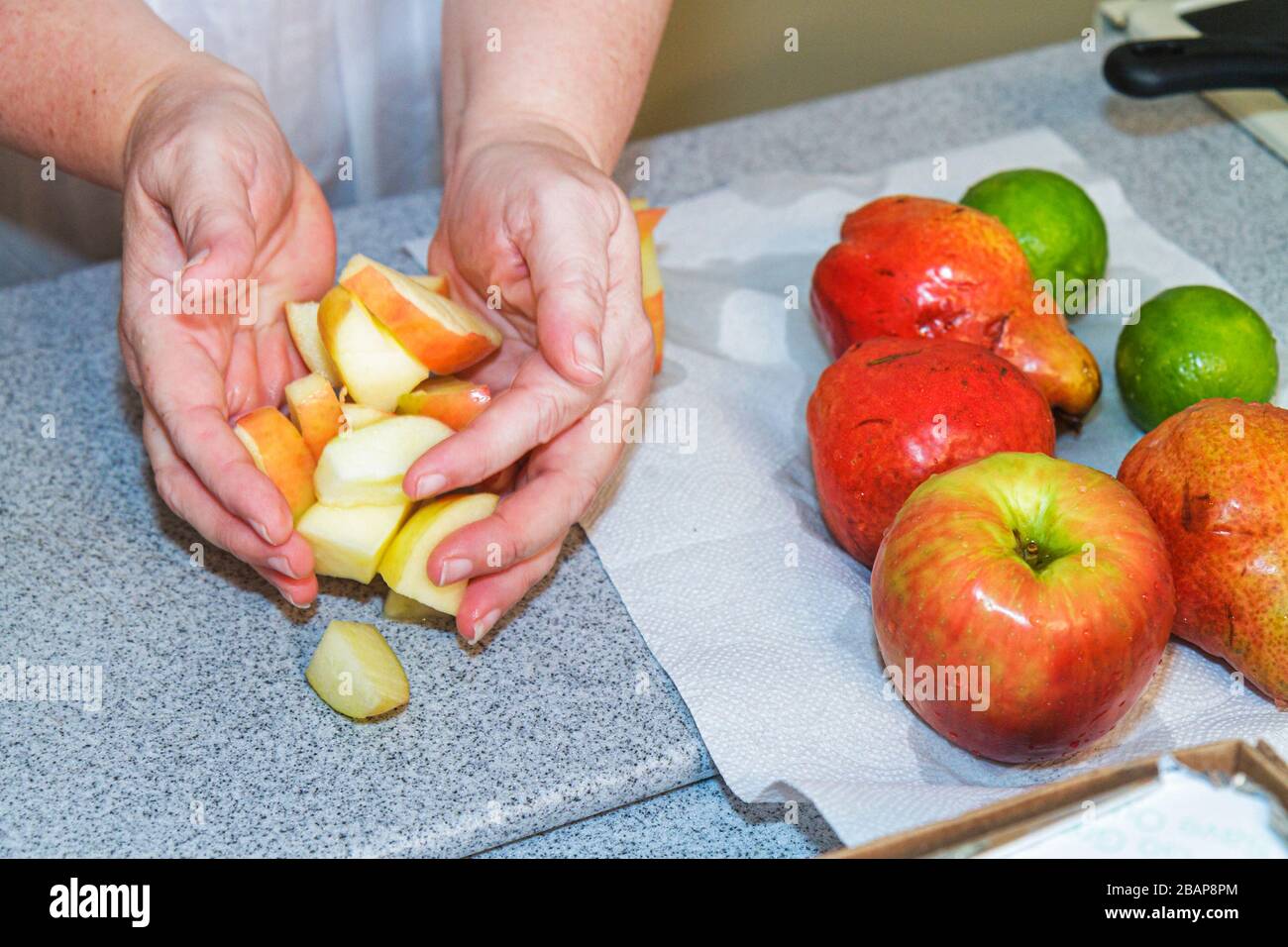 Miami Beach Florida,kitchen,making fruit fruits compote,apples,pears ...
