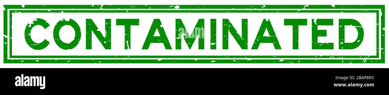 Grunge green contaminated word square rubber seal stamp on white ...