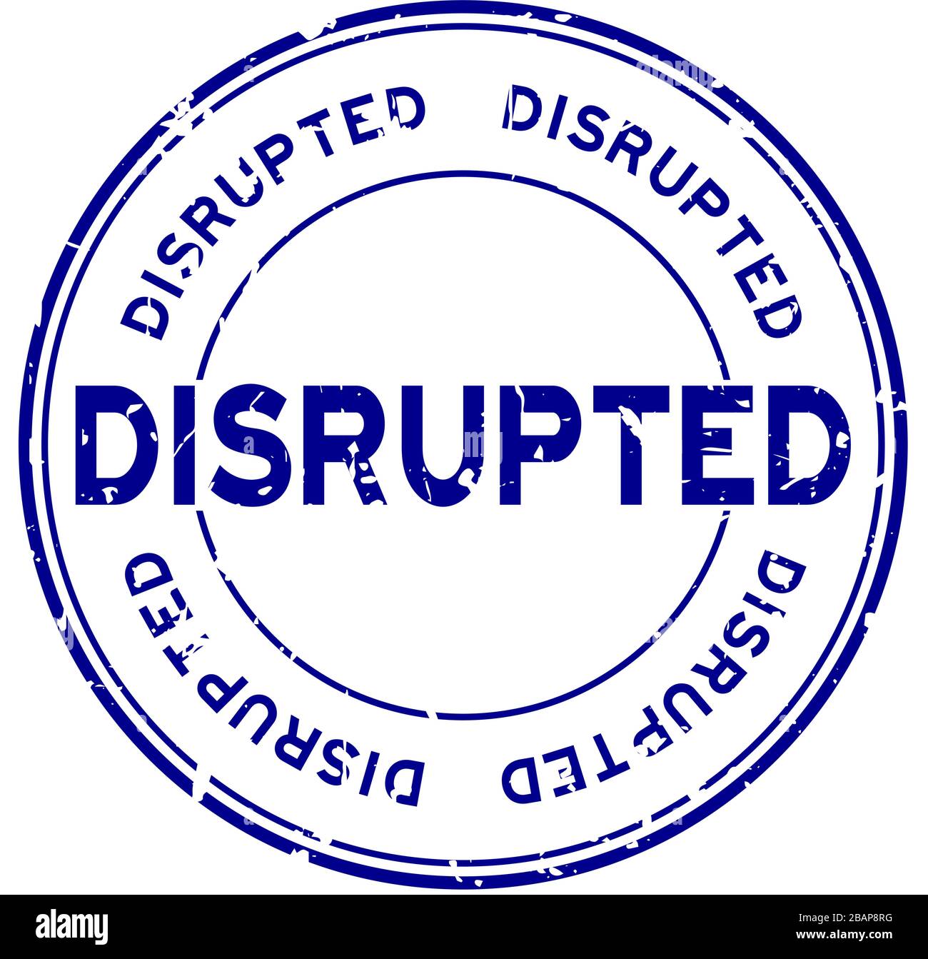 Grunge blue disrupted word round rubber seal stamp on white background ...