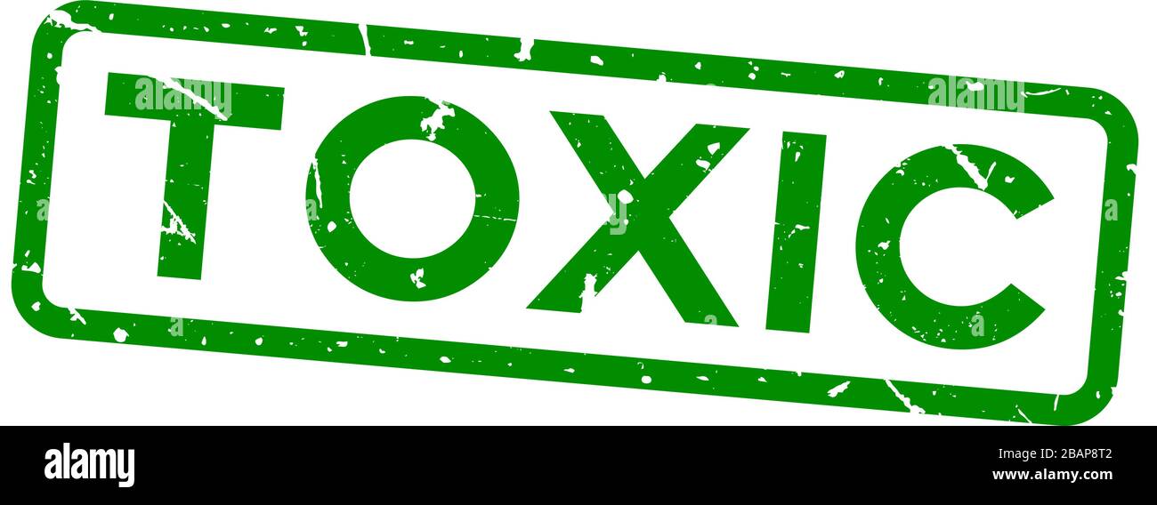 Grunge green toxic word square rubber seal stamp on white background ...