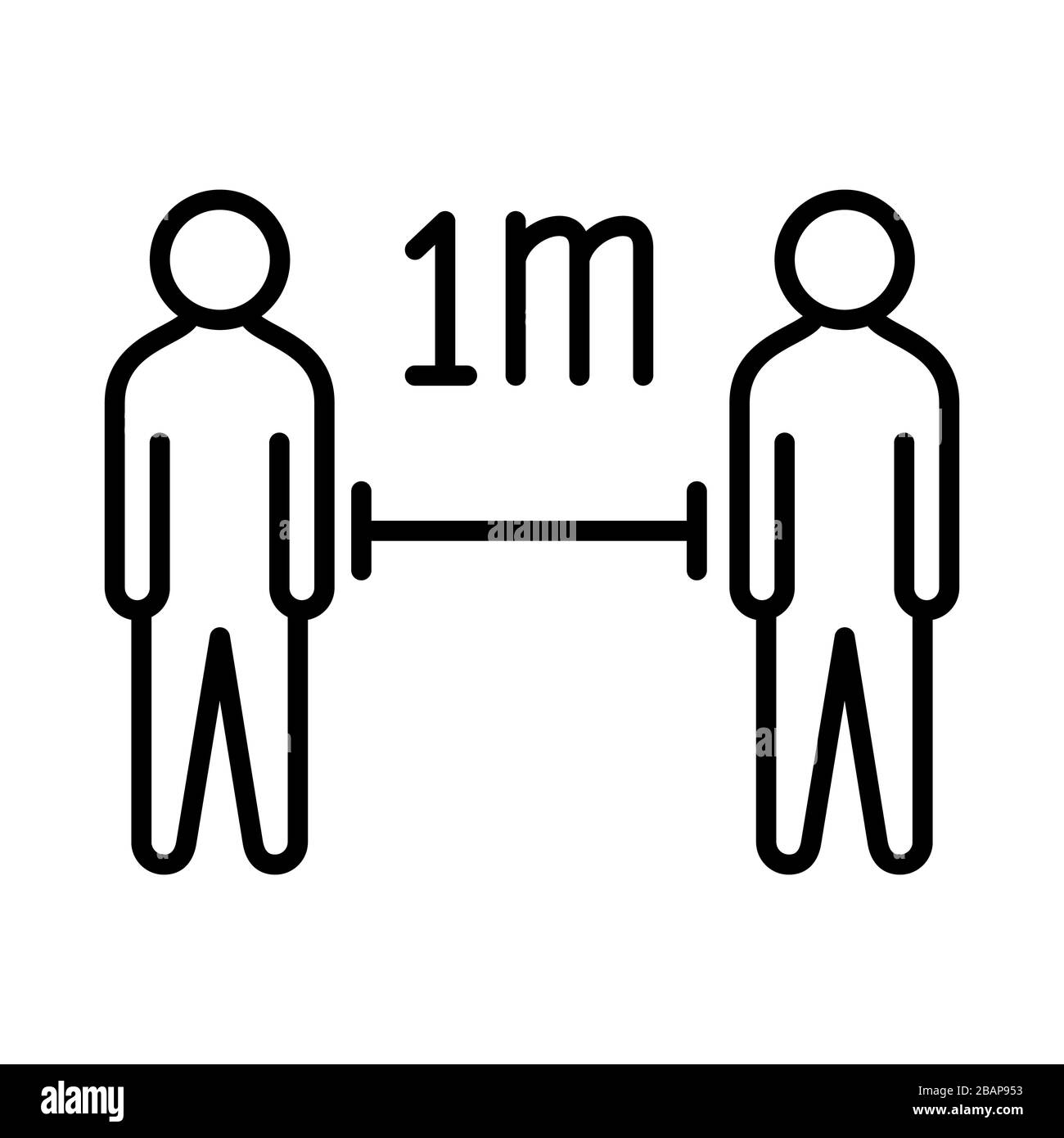 1 meters distance for Corona social distancing with modern flat line ...
