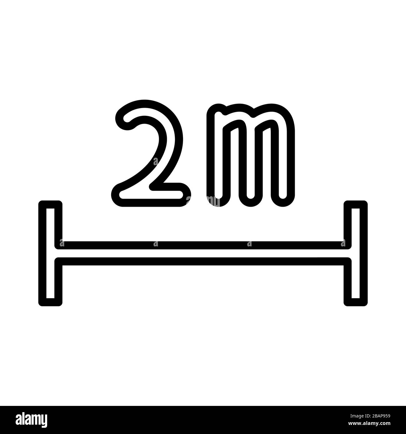 2 meters safe distance for social distancing with modern flat line icon ...