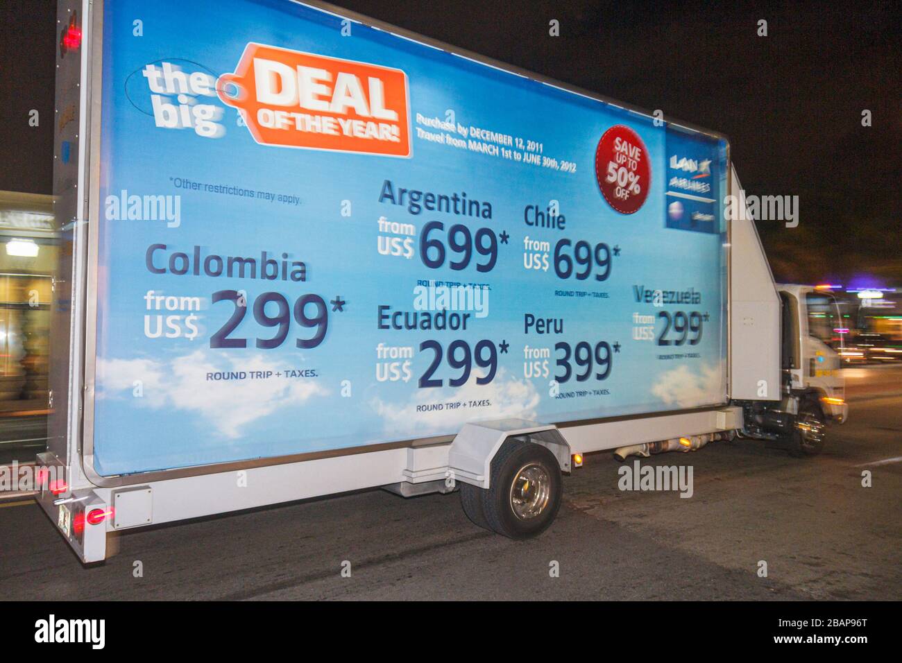 Miami Beach Florida,Washington Avenue,mobile moving billboard ...