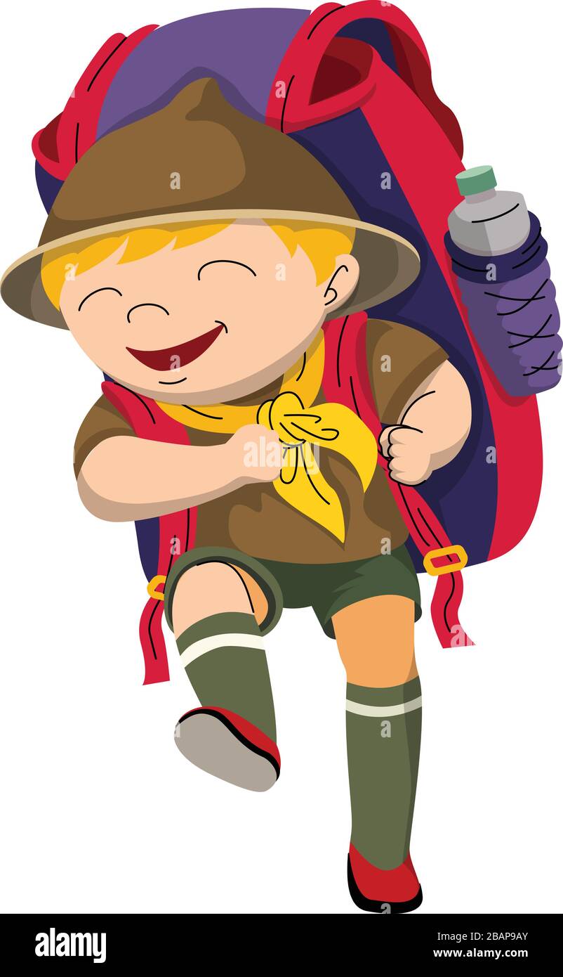 Happy scout walking icon. Cartoon of happy scout walking vector icon ...