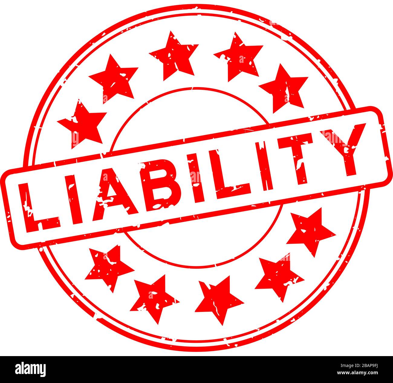 Grunge red liability word round rubber seal stamp on white background ...