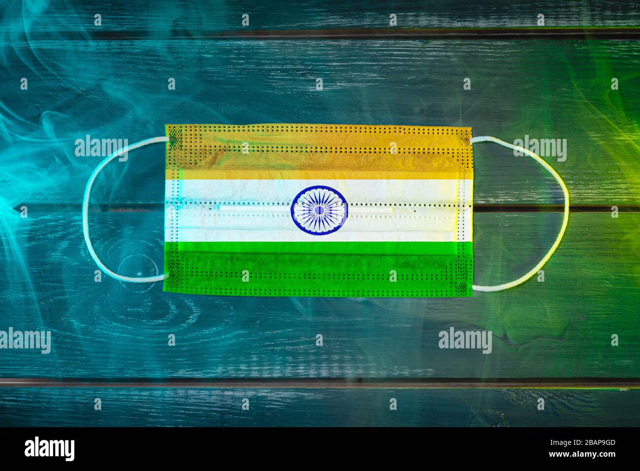 Medical mask for protection against airborne diseases, painted in the ...