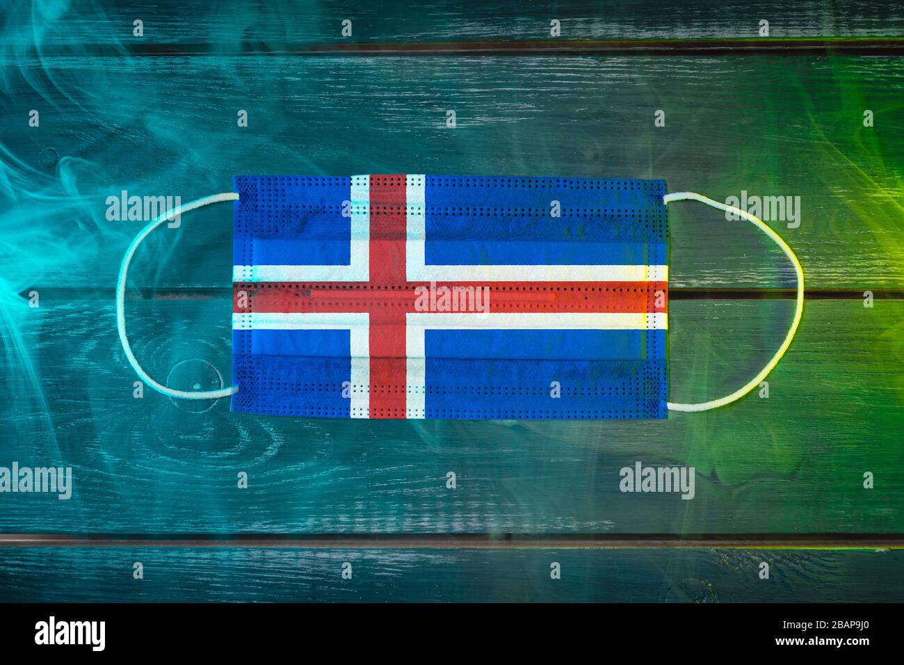 Medical mask for protection against airborne diseases, painted in the ...