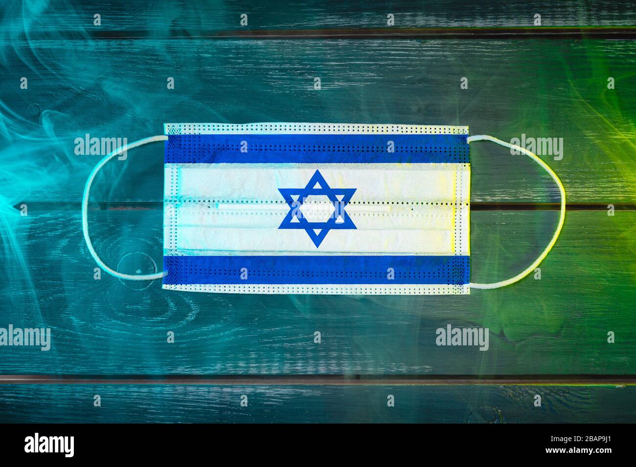 Medical mask for protection against airborne diseases, painted in the ...