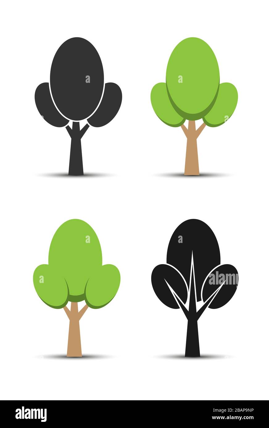 Set of vector options tree icons. Flat simple design for decoration of ...