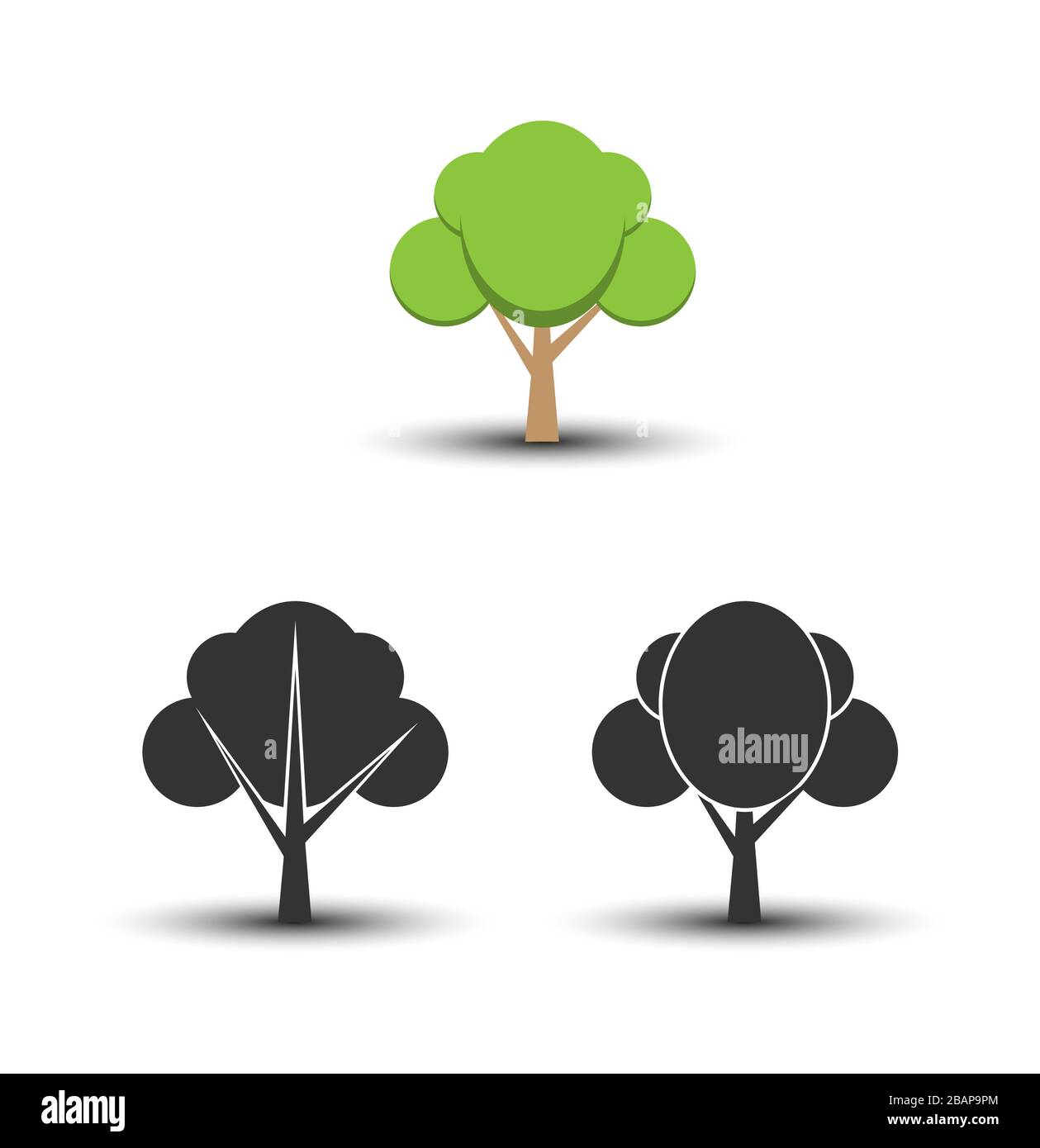 Set of vector options tree icons. Flat simple design for decoration of ...