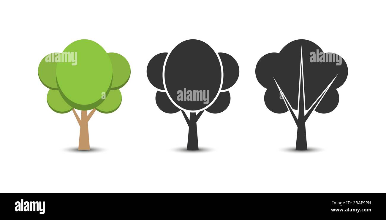 Set of vector options tree icons. Flat simple design for decoration of ...