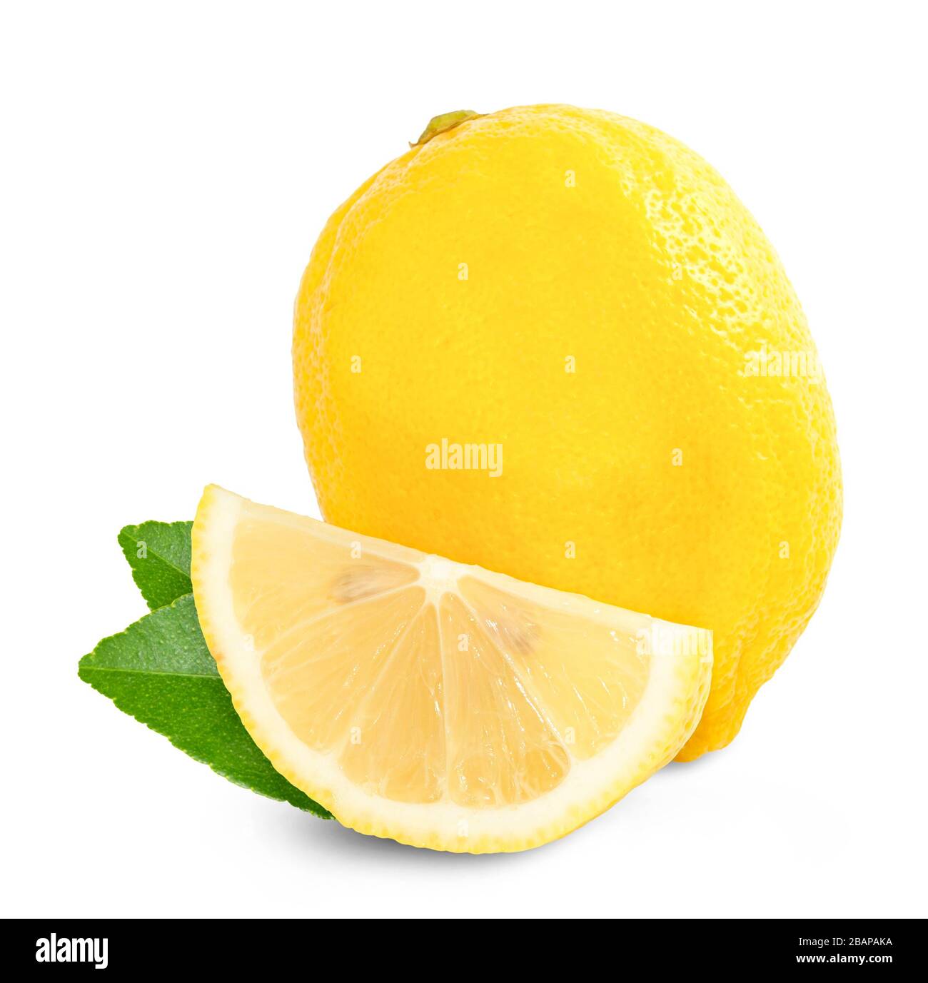 lemon fruit with leaf isolated on white background Clipping Path Stock ...