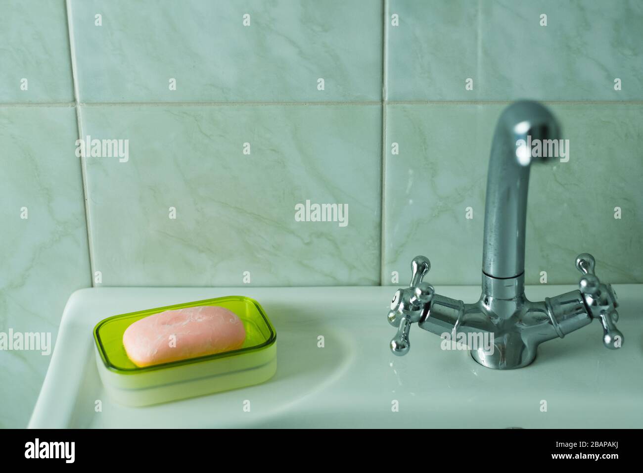 Cleaning hands with soap and water Stock Photo - Alamy