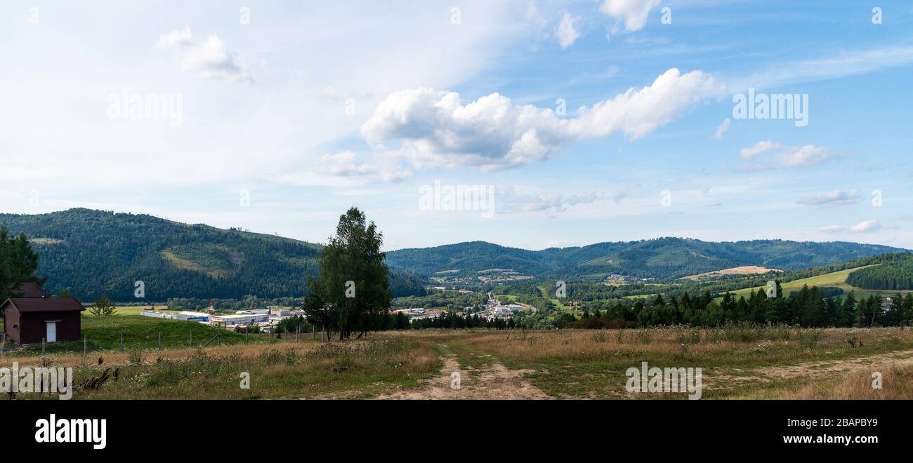 Hilly surrounding of Krasno nad Kysucou town in Slovakia Stock Photo ...