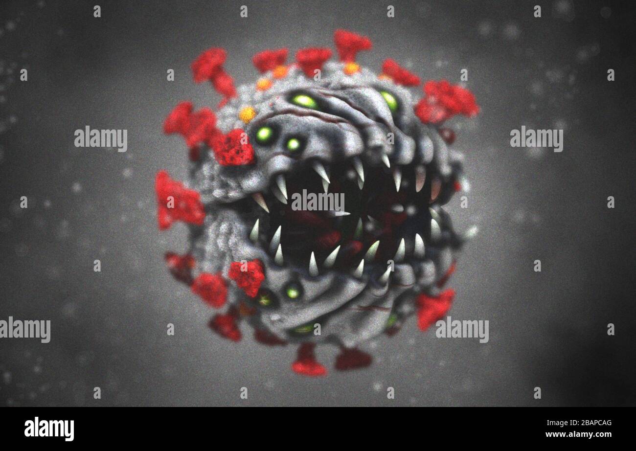 Corona Virus Goblin Microscopic Monster Concept Stock Photo - Alamy