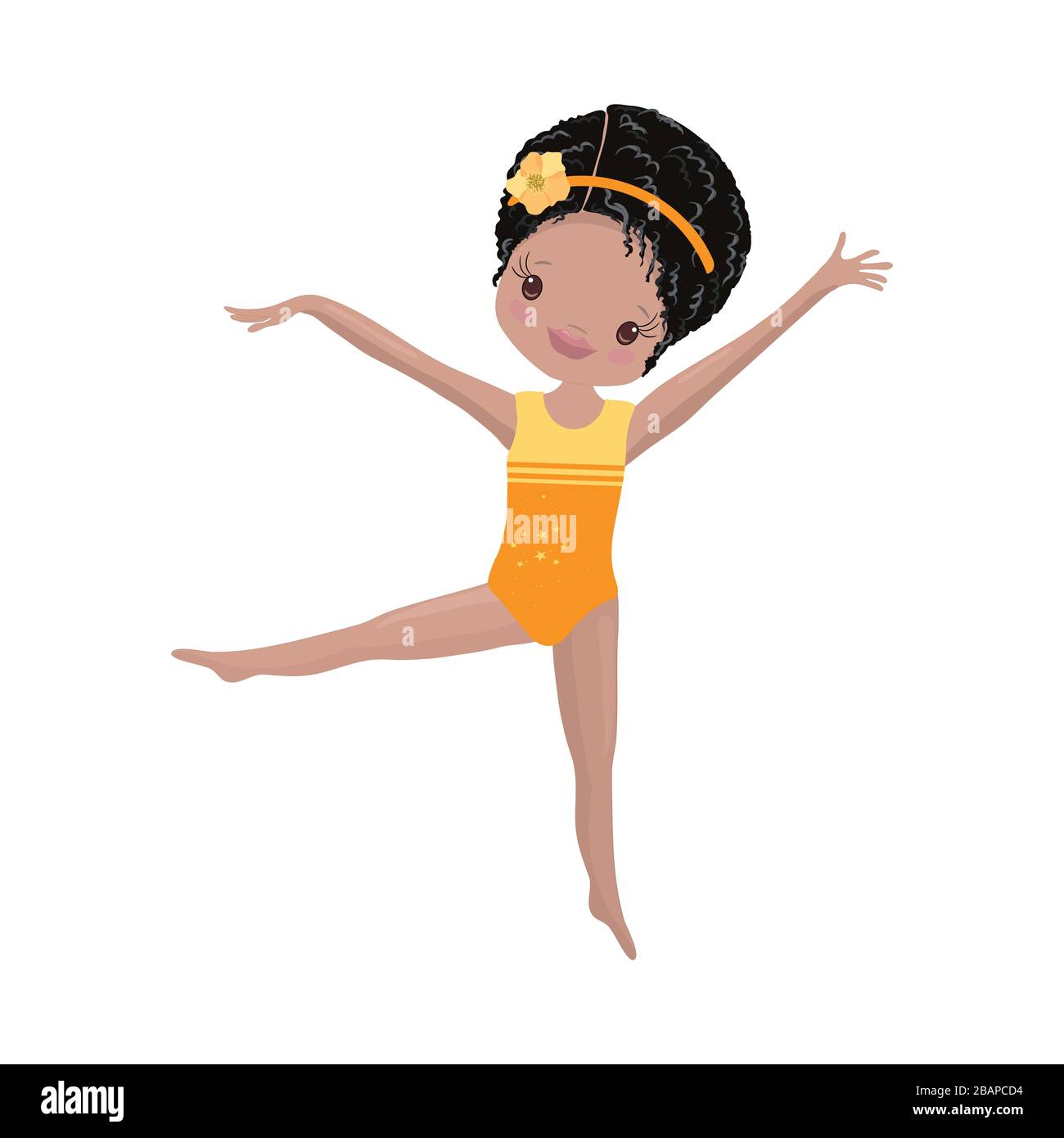 Clipart Cute African American Girl Gymnast Gym Stock Vector Image & Art ...