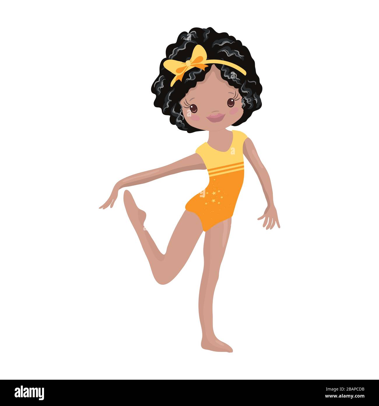 Clipart Cute African American Girl Gymnast Gym Stock Vector Image & Art ...