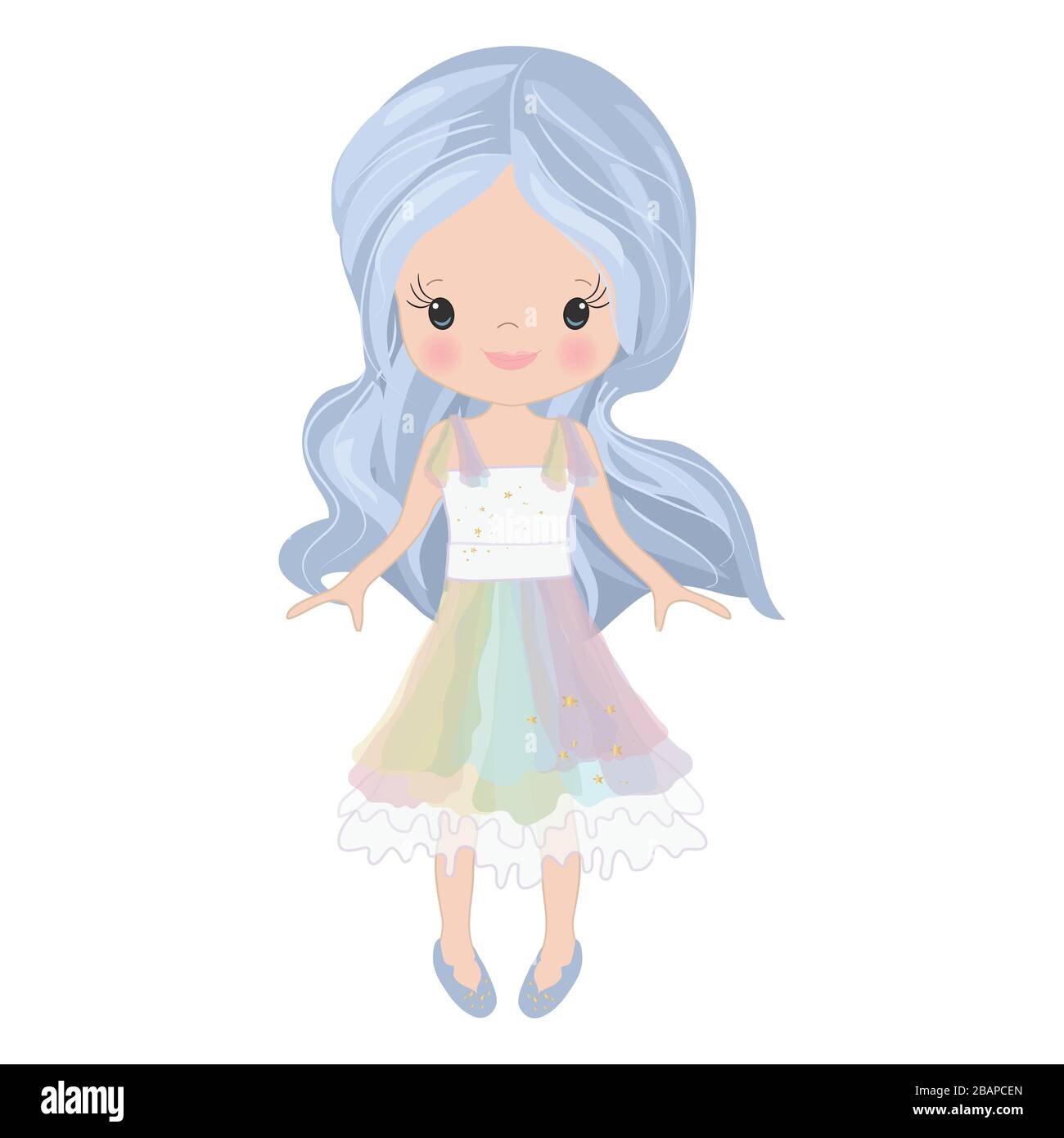 Vector Illustration Beautiful Cute Little Girl Stock Vector Image & Art ...