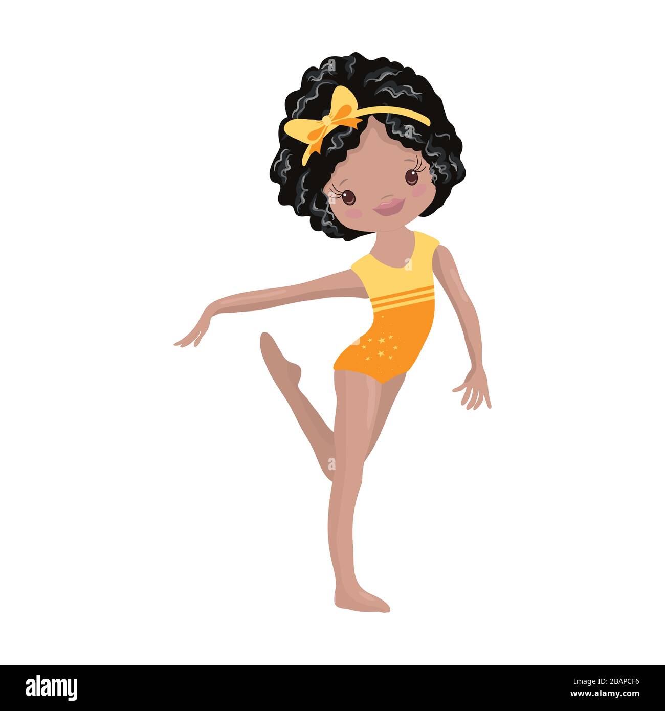 Clipart Cute African American Girl Gymnast Gym Stock Vector Image & Art ...