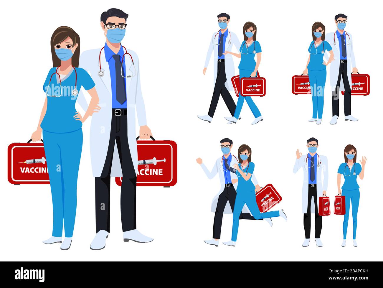 Medical staff character set vector concept design. Covid-19 front ...