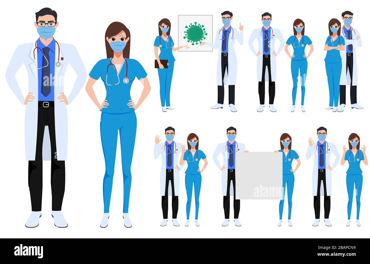 Medical characters set vector concept design. Covid-19 doctor and nurse ...