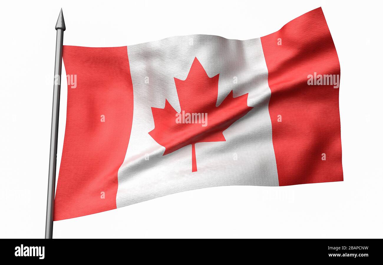 3D Render of Flagpole with Canada Flag Stock Photo - Alamy
