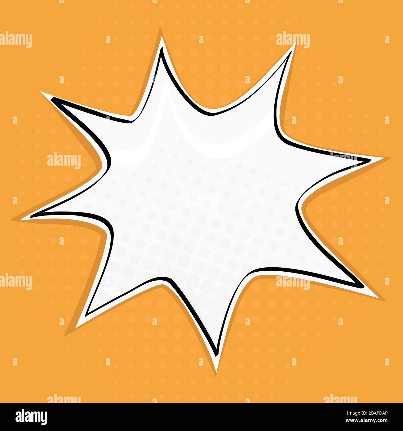 Speech bubble in star shape. On orange background. Pop art style Stock ...
