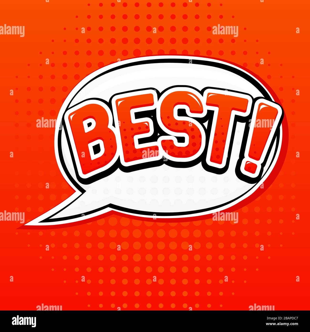 BEST sign. Speech bubble in comic book style on red background Stock ...
