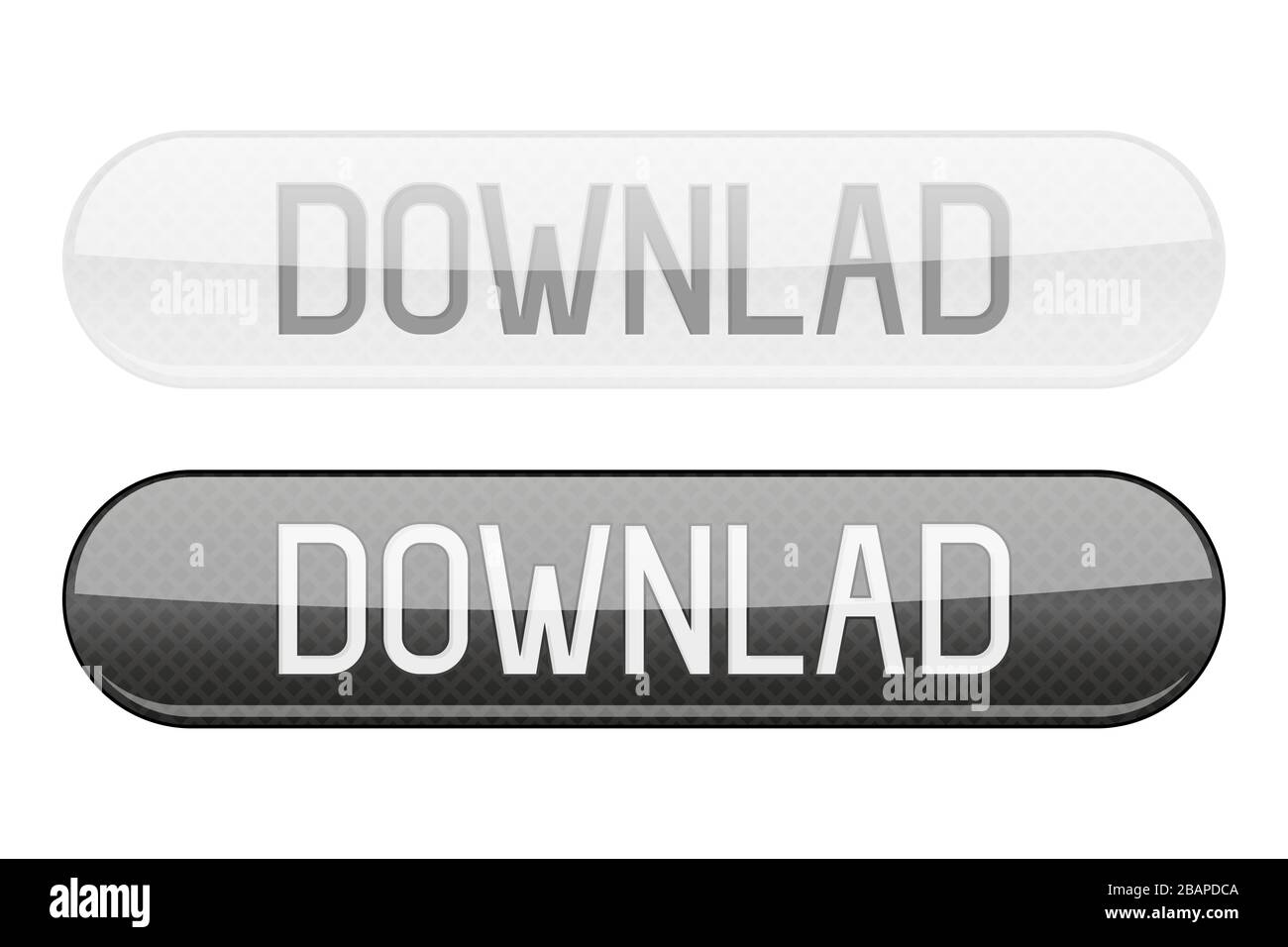 Download push buttons. White and black glass 3d icons Stock Vector ...