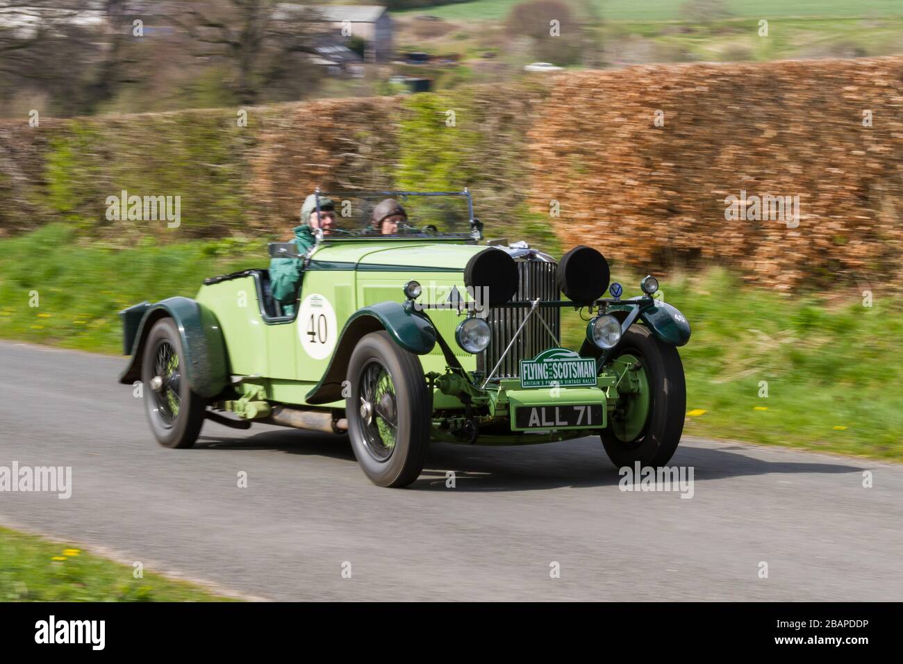 A 1933 Talbot 105 Brooklands climbs Southwaite Hill in Cumbria. The car ...