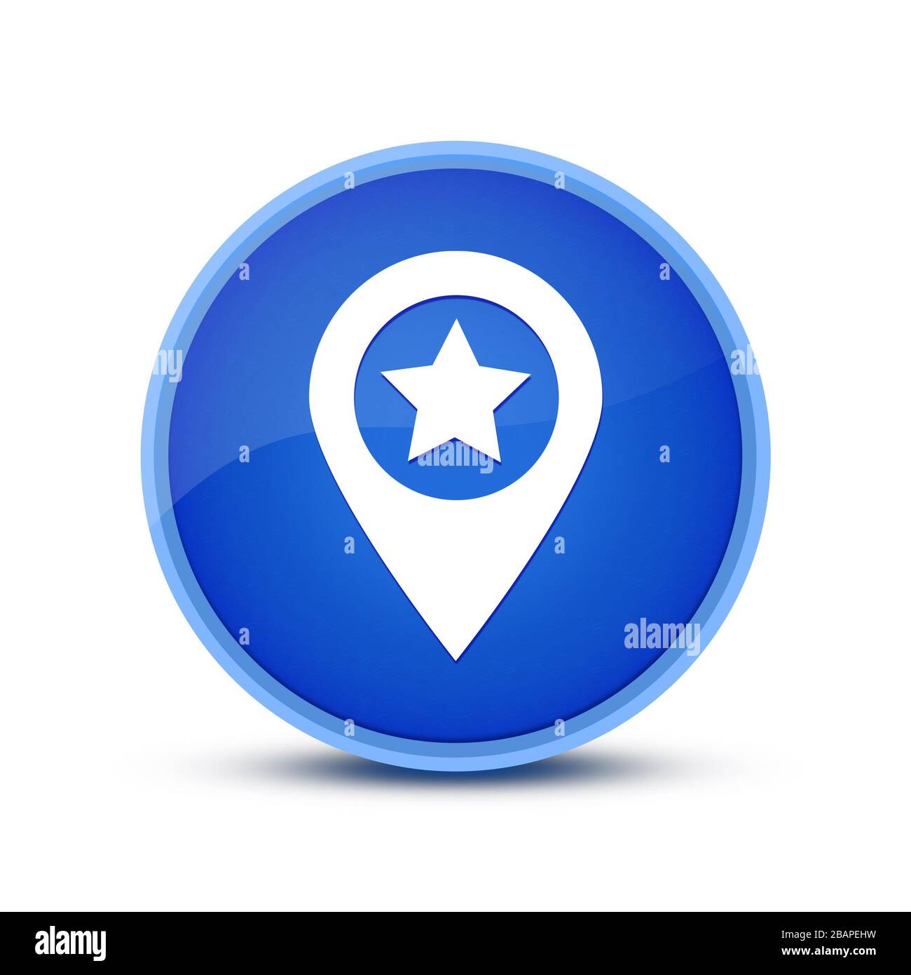 Map pointer star (Location icon) isolated on blue round button abstract ...