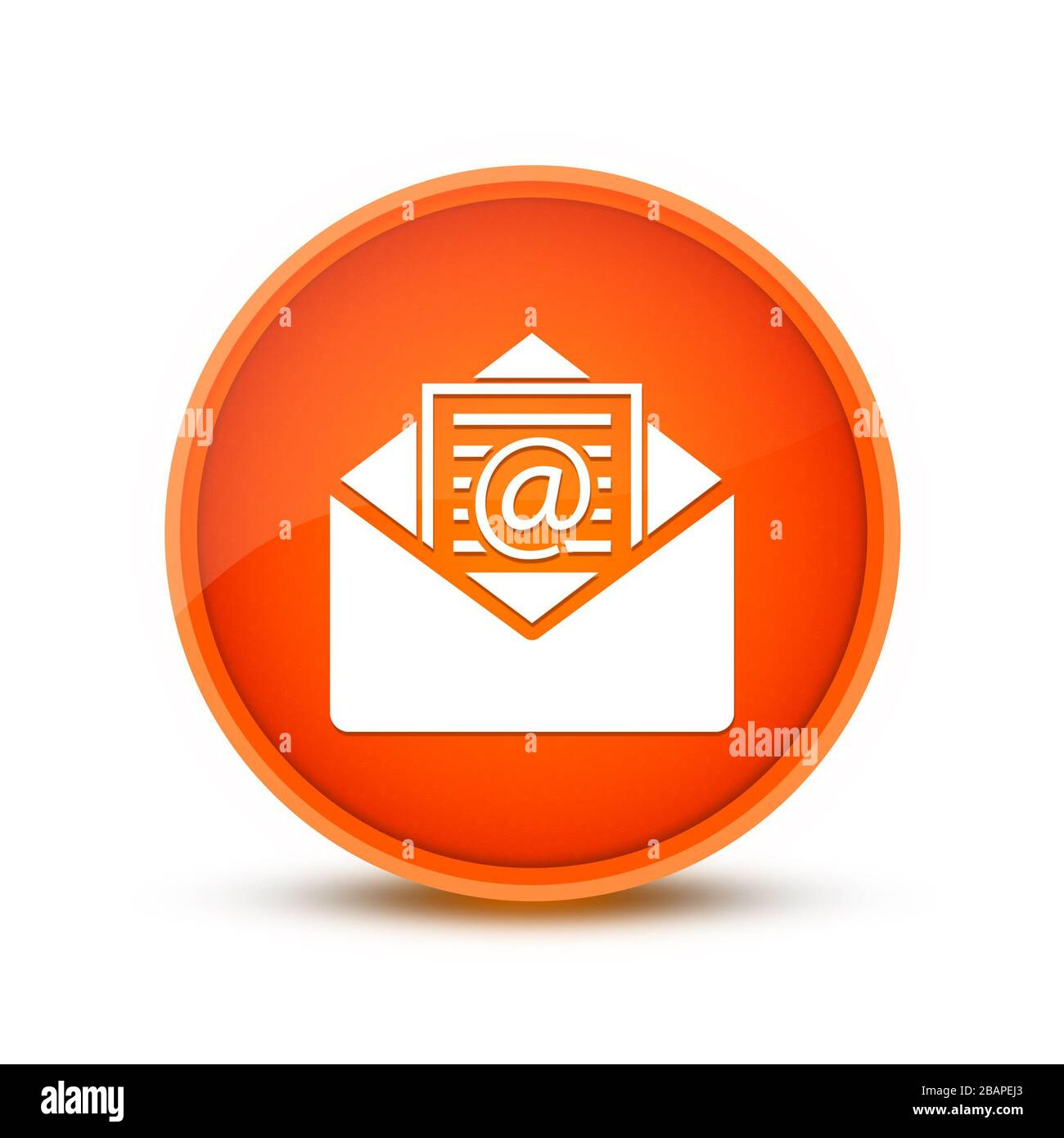 Newsletter email icon isolated on glassy orange round button abstract ...