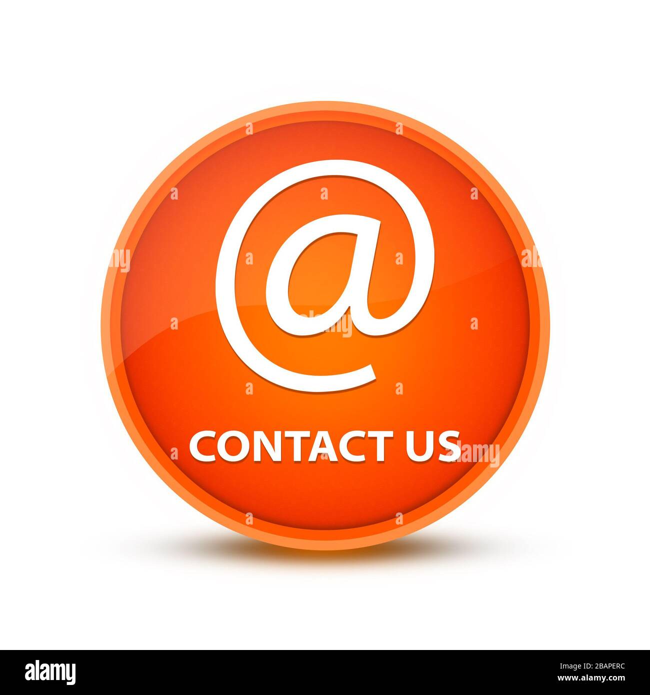 Contact us (Email address icon) isolated on glassy orange round button ...