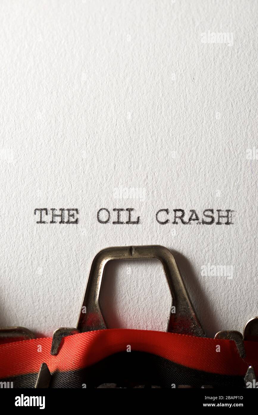 The sentence, The Oil Crash, written with a typewriter Stock Photo - Alamy
