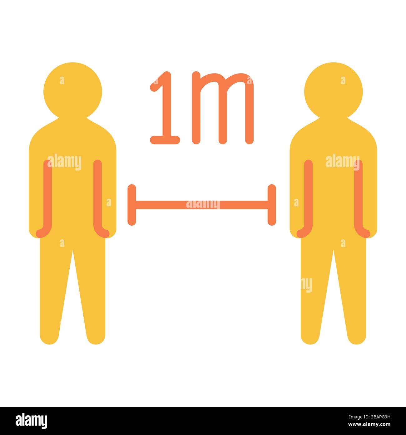 1 meters social distance people icon with modern flat style icon color ...