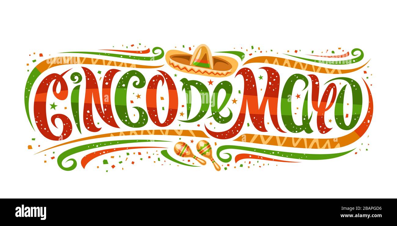 Vector greeting card for Cinco de Mayo, horizontal invitation with ...