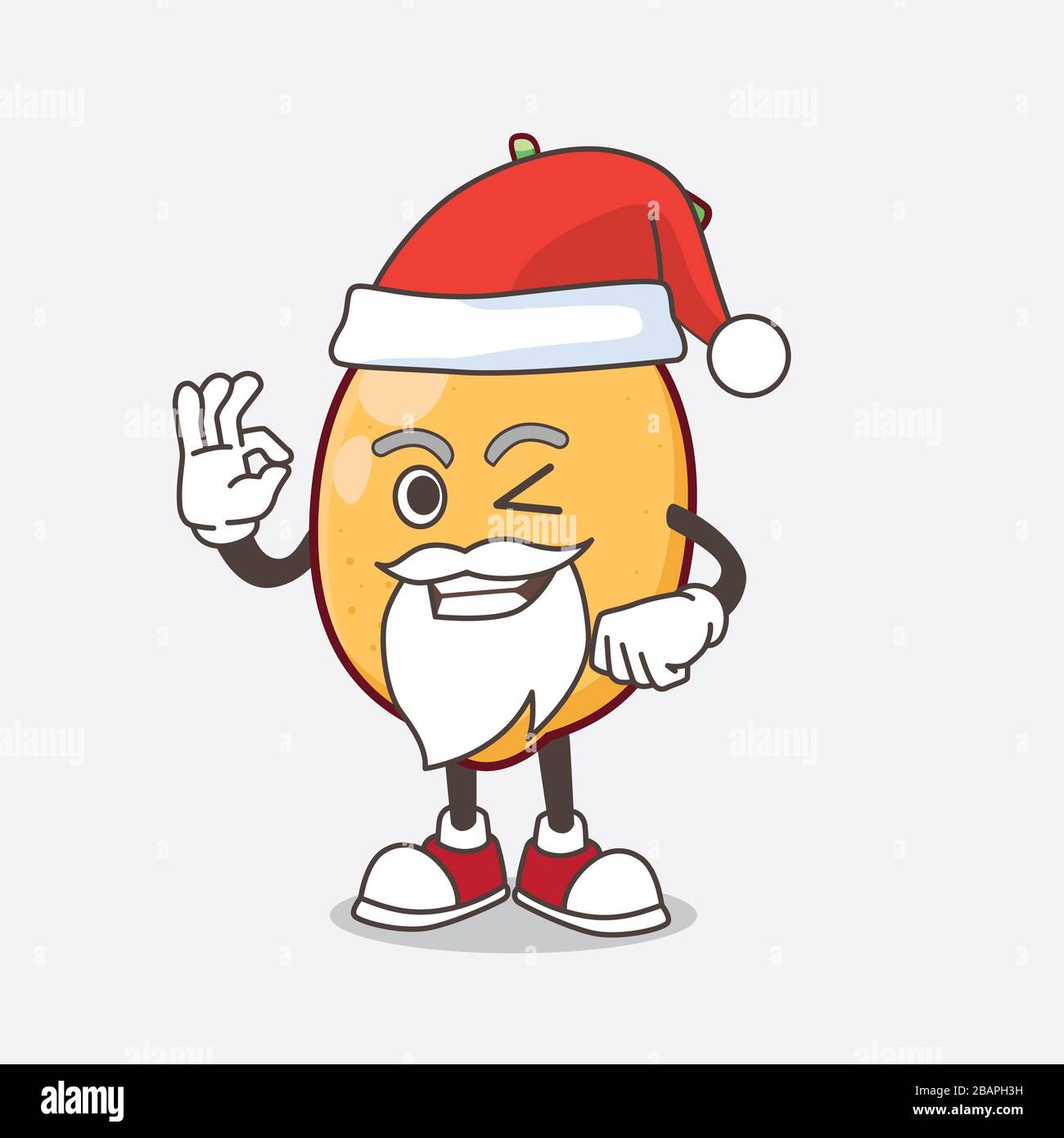 An illustration of Lemon Fruit cartoon santa mascot character with ok ...