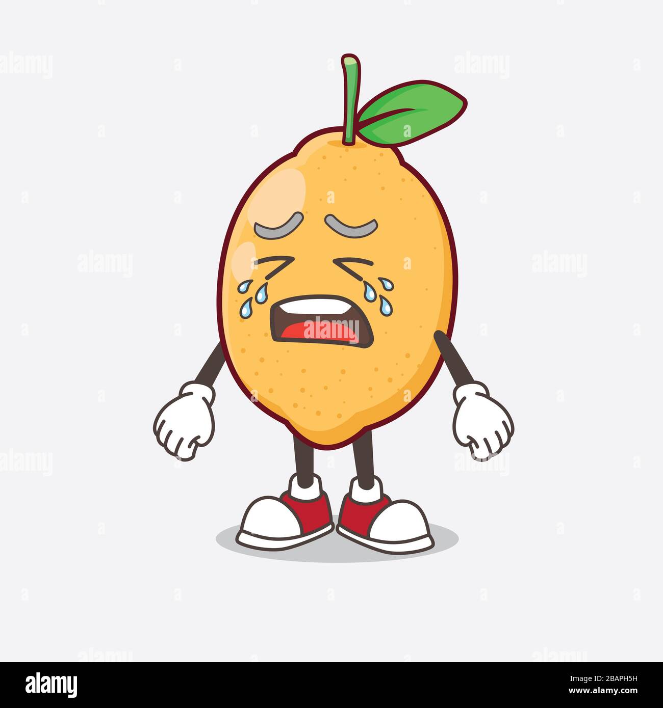 An illustration of Lemon Fruit cartoon mascot character with crying ...